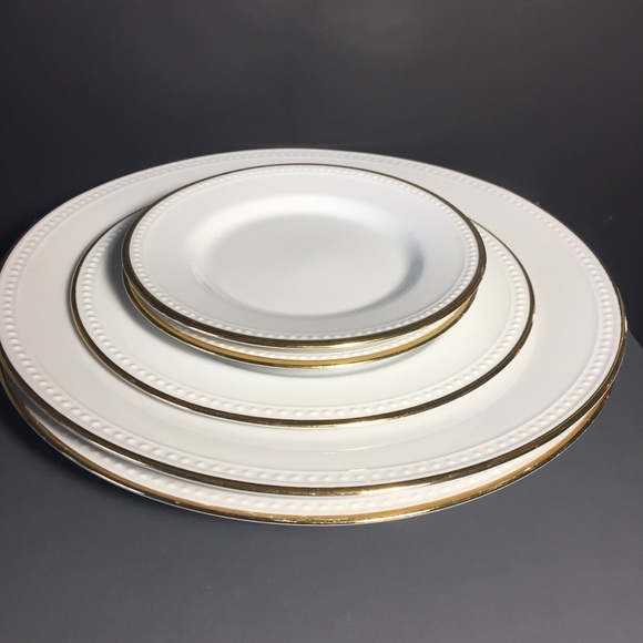 Pier 1 | Dining | Pier Gold Line Hand Painted Dinner Plate | Poshmark
